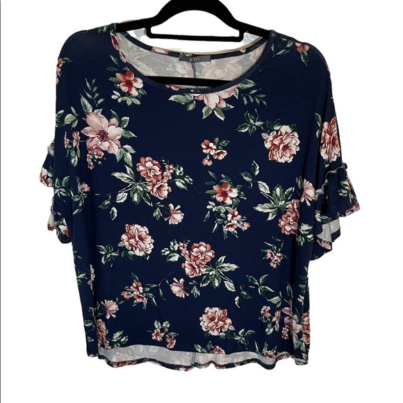 Gyft | Tops | Gyft Blue Floral Top W 2 Length Bell Sleeves Small Runs ...